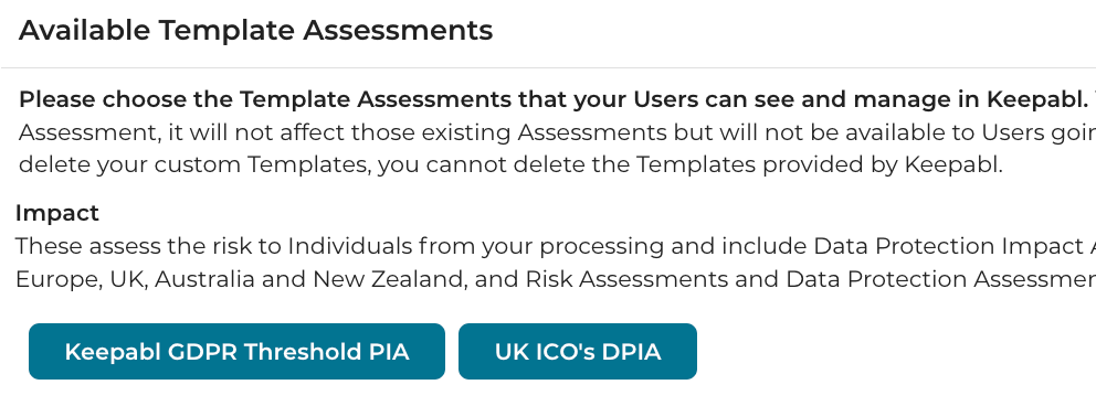 DPIAs, Assessments and Risk calculations in Keepabl : Keepabl TM